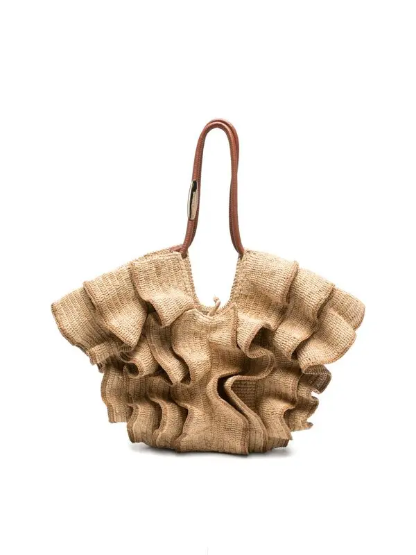 Zimmermann Raffia Tote With Ruffle Detail - Multicolor