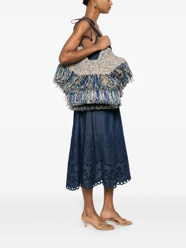 Zimmermann Raffia Tote With Ruffle Detail - Multicolor