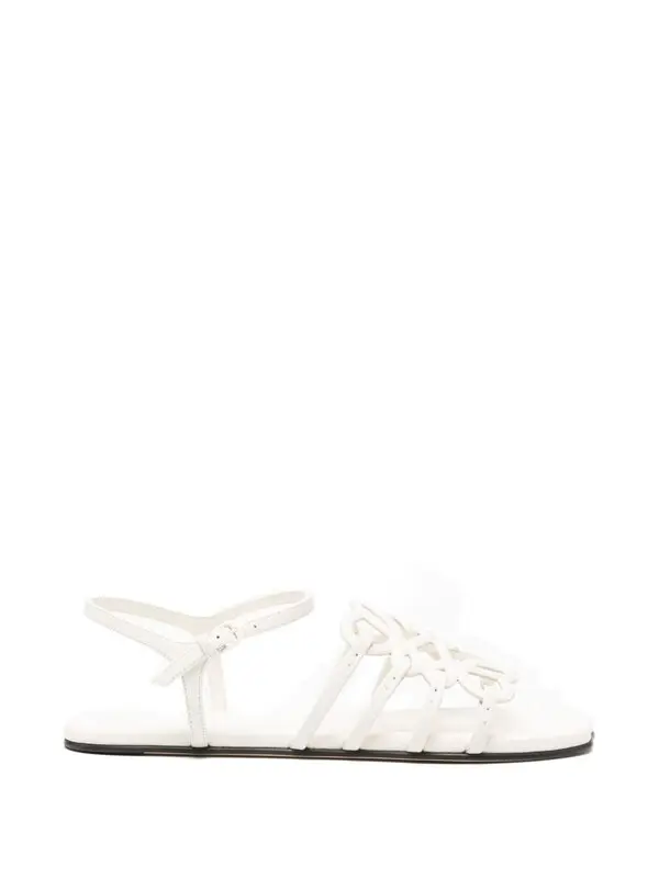 Loewe White Leather Anagram Sandals - Multicolor