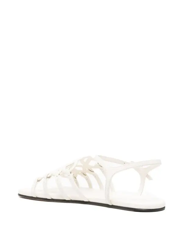 Loewe White Leather Anagram Sandals - Multicolor