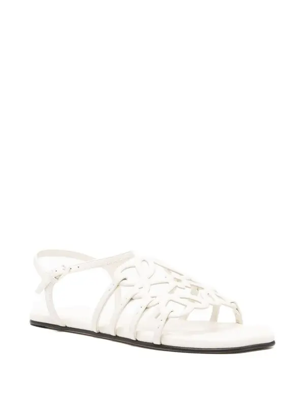 Loewe White Leather Anagram Sandals - Multicolor