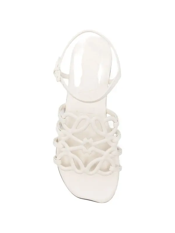 Loewe White Leather Anagram Sandals - Multicolor