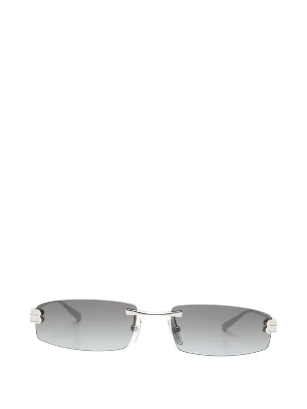 Balenciaga Silver Rimless Rectangle Sunglasses - Multicolor