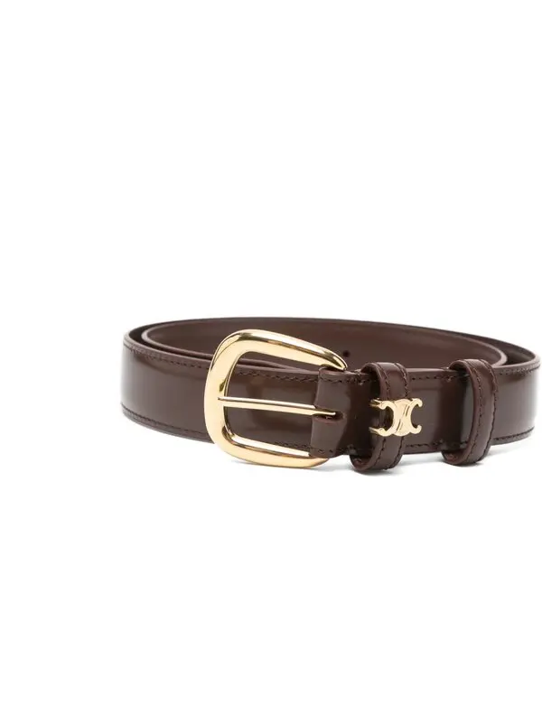 Celine Leather Belt With Gold-tone Hardware