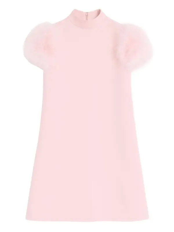 Valentino Garavani Feathered Wool And Silk Dress - Multicolor