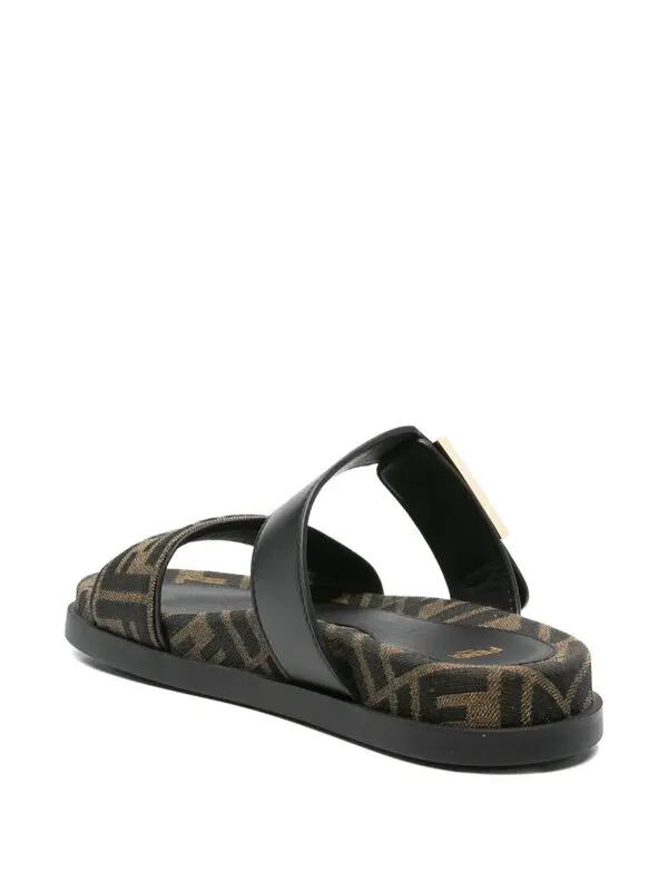 Fendi Ff-logo Double Strap Flat Sandals