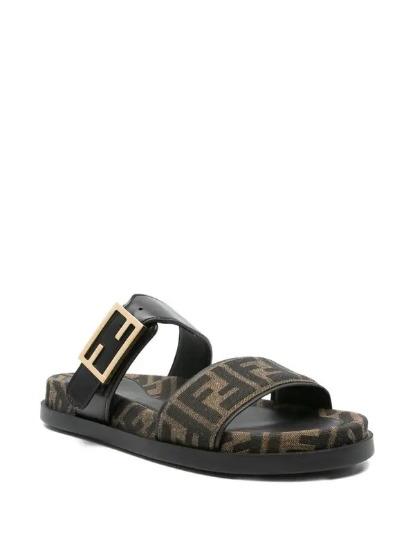 Fendi Ff-logo Double Strap Flat Sandals