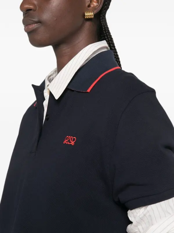 Loewe Anagram Embroidered Cotton Polo Shirt - Multicolor