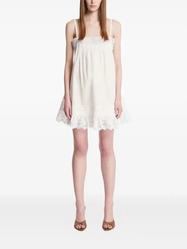 Saint Laurent Embroidered Cotton Mini Dress