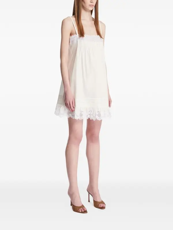 Saint Laurent Embroidered Cotton Mini Dress