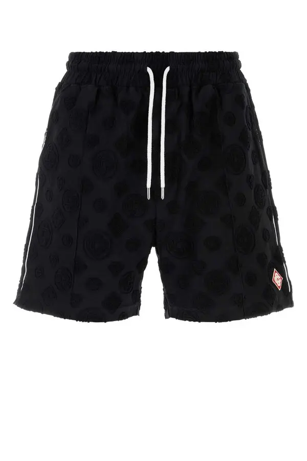 Casablanca Black Cotton Blend Textured Bermuda Shorts