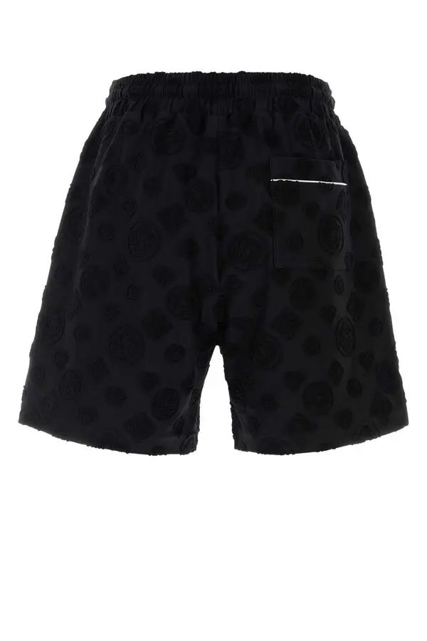 Casablanca Black Cotton Blend Textured Bermuda Shorts