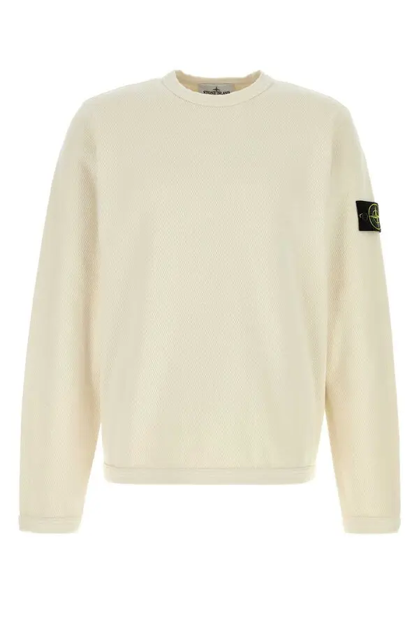 Stone Island Ivory Cotton Sweatshirt - White