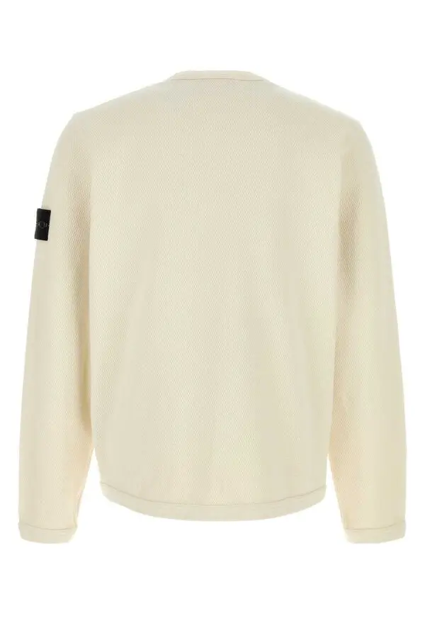 Stone Island Ivory Cotton Sweatshirt - White
