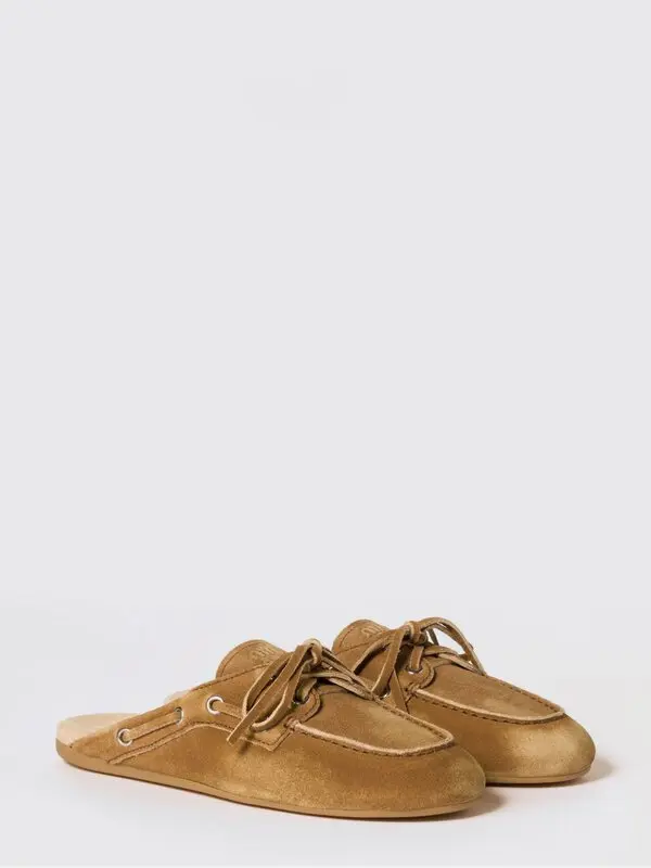 Miu Miu Suede Slip-on Flats - Brown