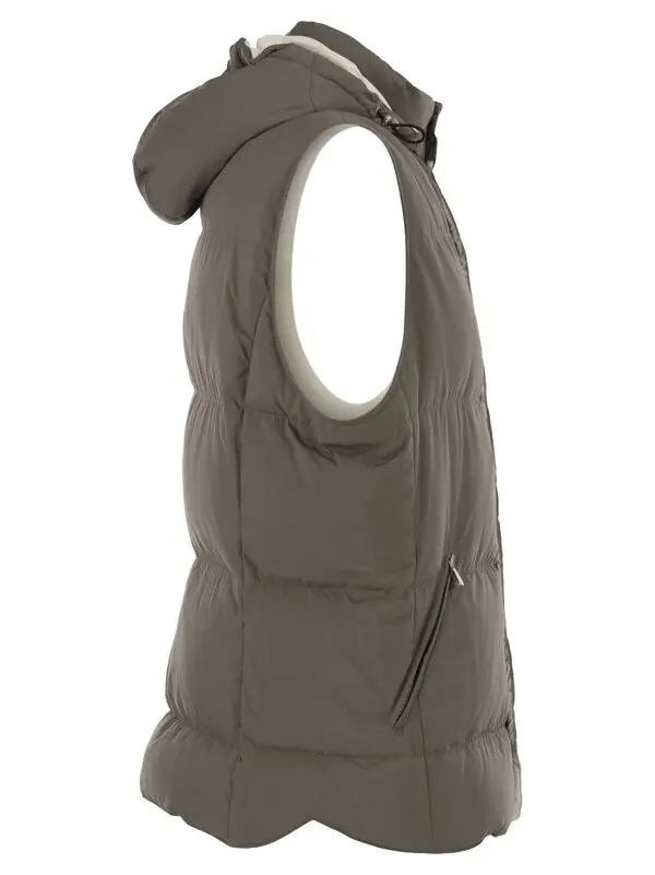 Brunello Cucinelli Padded Hooded Gilet In Technical Fabric - Multicolor