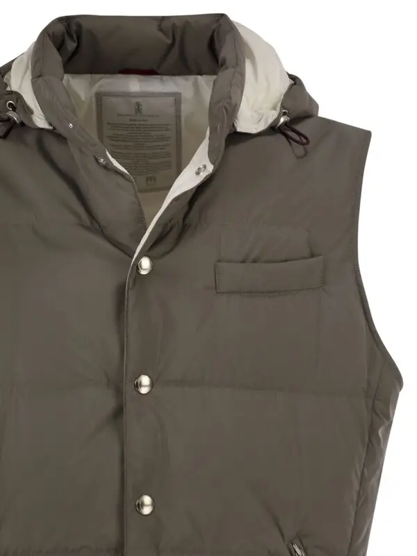 Brunello Cucinelli Padded Hooded Gilet In Technical Fabric - Multicolor