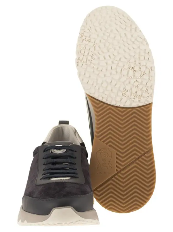 Brunello Cucinelli Washed Suede And Semi-gloss Calfskin Runners