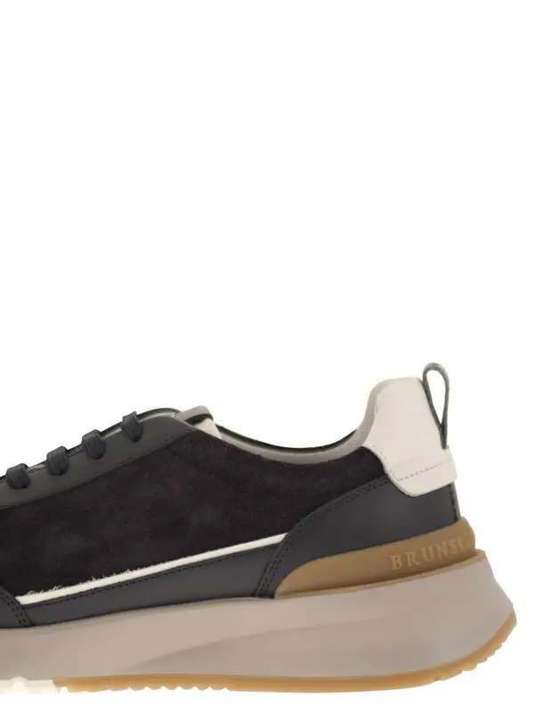 Brunello Cucinelli Washed Suede And Semi-gloss Calfskin Runners
