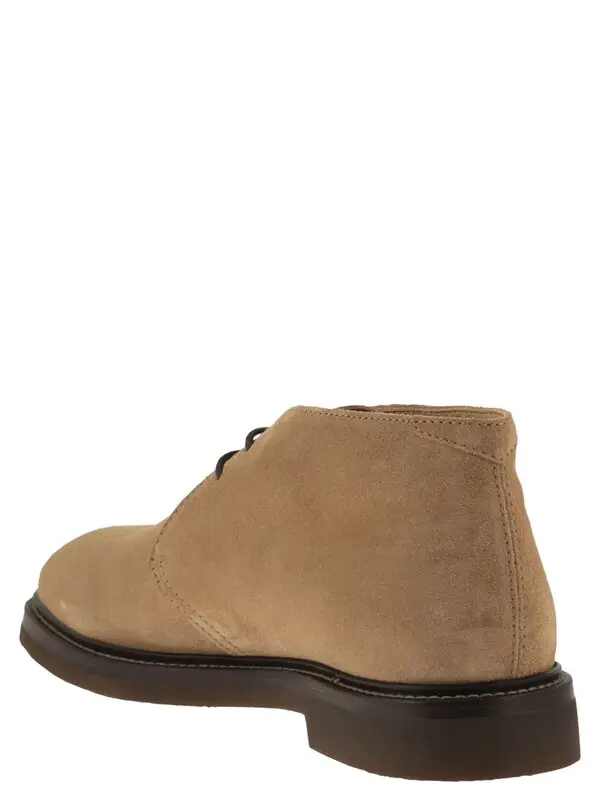Brunello Cucinelli Suede Desert Boots With Rubber Sole