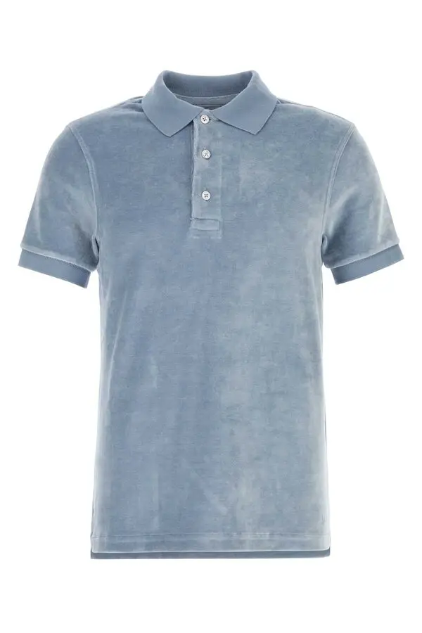 TOM FORD Light Velvet Polo Shirt - Blue