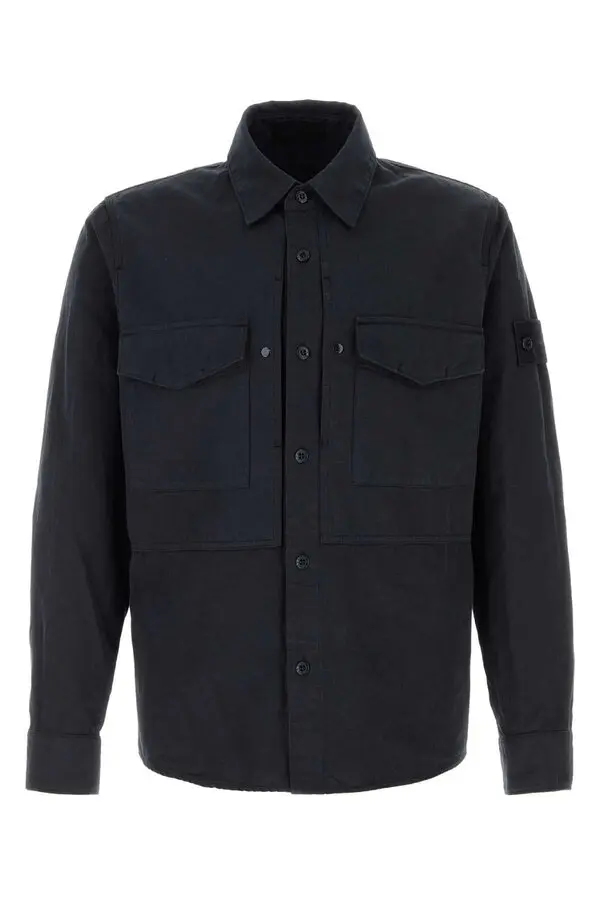 Stone Island Navy Cotton Blend Shirt