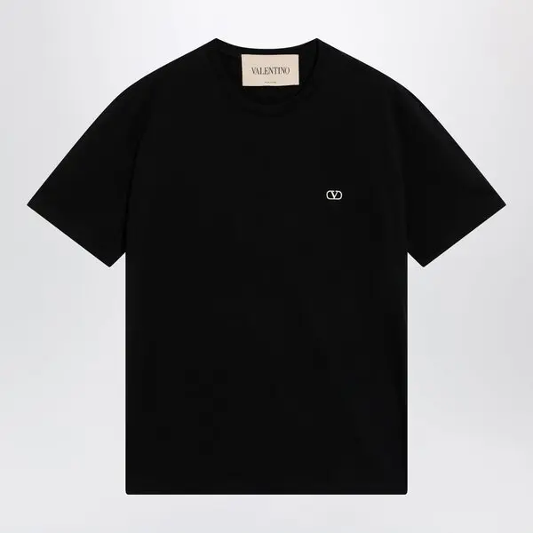 Valentino Garavani Cotton T-shirt With Vlogo Embroidery - Black