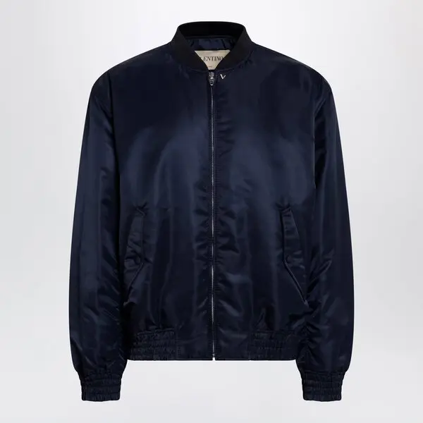 Valentino Garavani Zip-up Bomber Jacket With Vlogo Detail - Blue