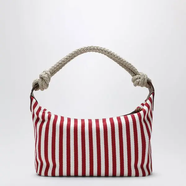 Miu Miu Striped Canvas Bag With Knotted Rope Handle - Red