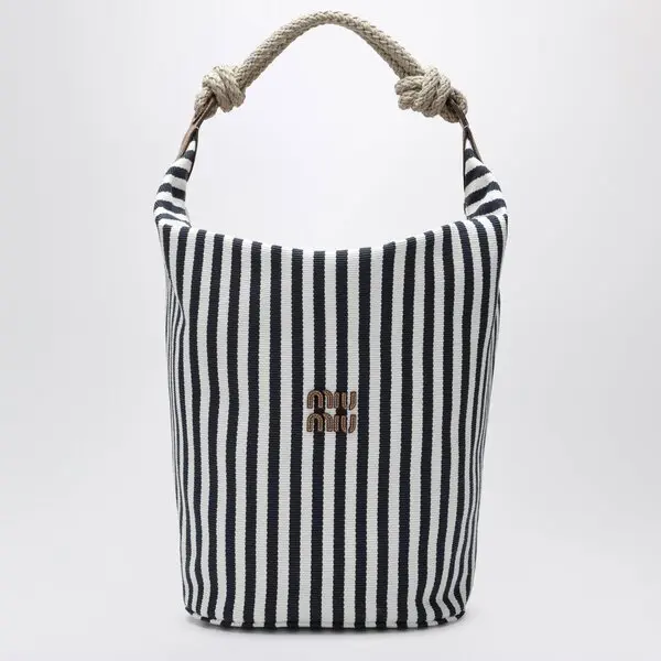 Miu Miu Striped Canvas Bag - Blue