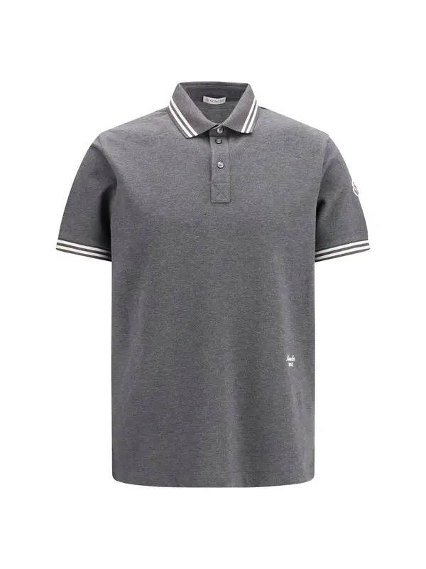 Moncler Cotton Piqué Polo With Striped Trims