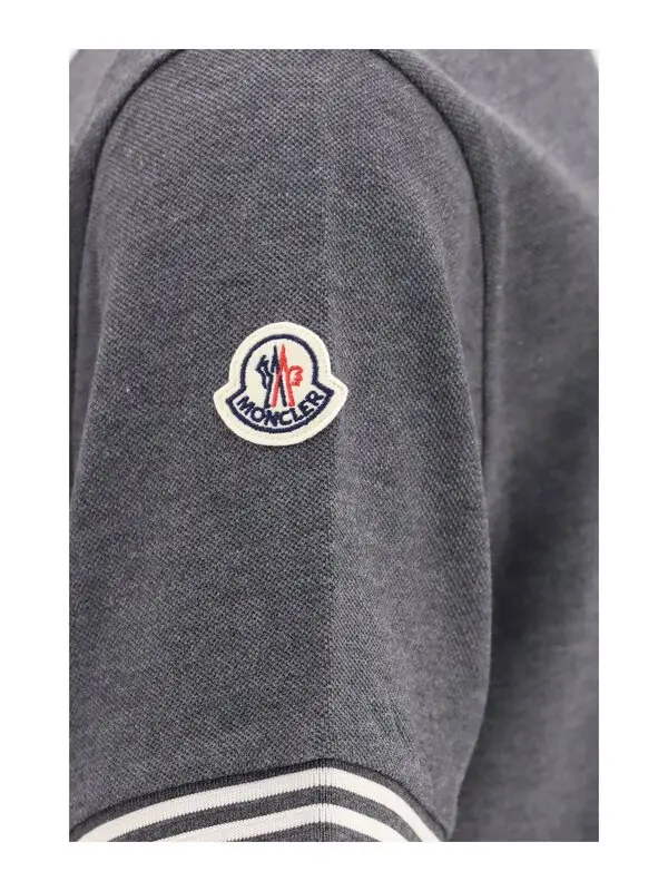 Moncler Cotton Piqué Polo With Striped Trims