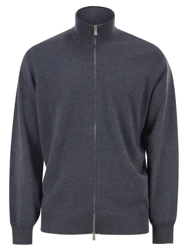 Brunello Cucinelli High-necked Cashmere Zip Cardigan - Multicolor