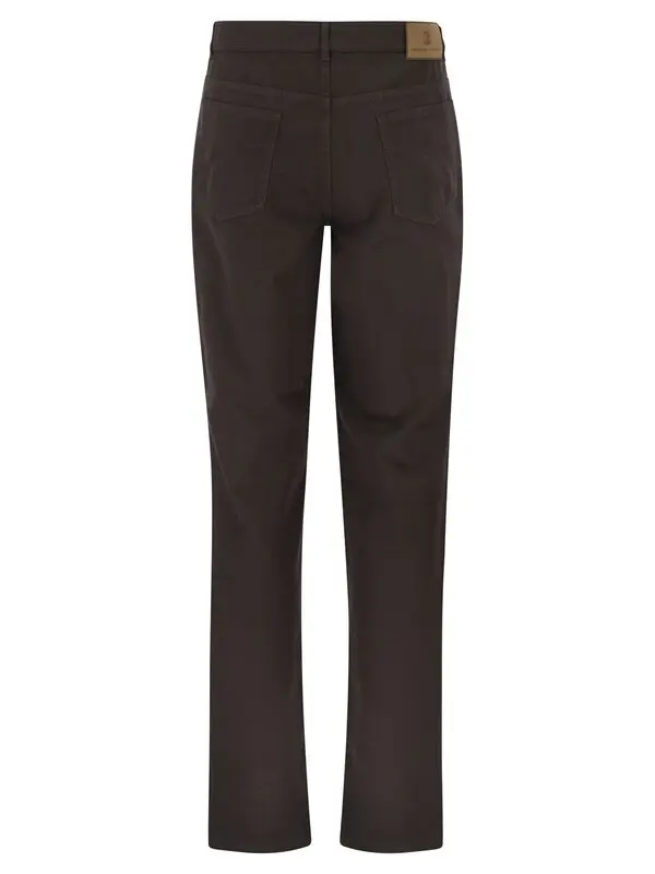 Brunello Cucinelli Garment-dyed Five-pocket Cotton Trousers - Brown