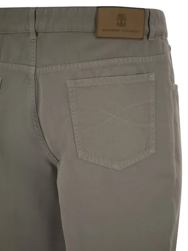 Brunello Cucinelli Garment-dyed Five-pocket Cotton Trousers