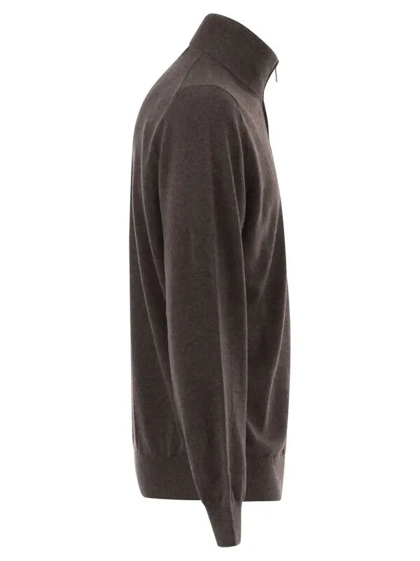Brunello Cucinelli Cashmere Quarter Zip Sweater - Brown