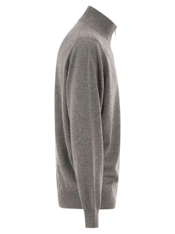 Brunello Cucinelli Cashmere Quarter Zip Sweater - Gray