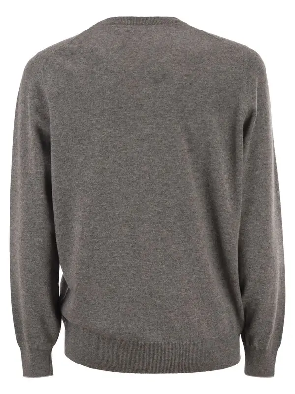 Brunello Cucinelli Pure Cashmere Crew Neck Sweater - Gray
