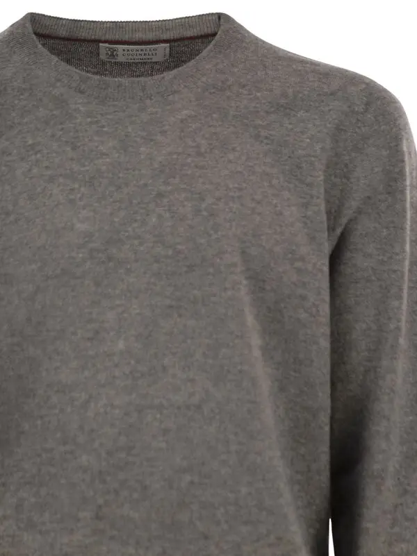 Brunello Cucinelli Pure Cashmere Crew Neck Sweater - Gray