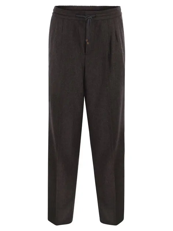 Brunello Cucinelli Virgin Wool Tailored Jogger Trousers - Brown