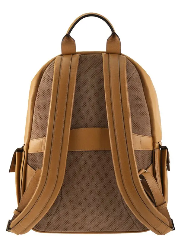 Brunello Cucinelli Grained Leather Backpack With Patch Pockets