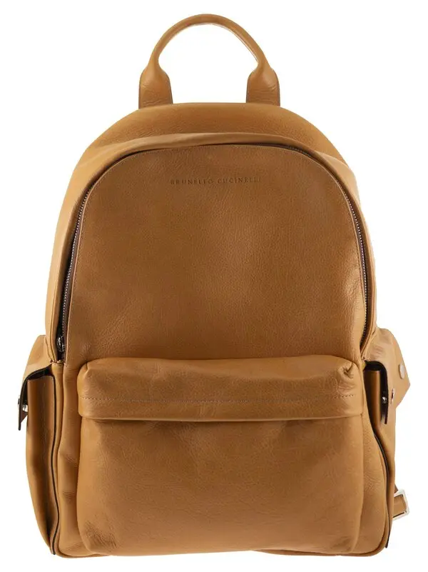 Brunello Cucinelli Grained Leather Backpack With Patch Pockets - Multicolor