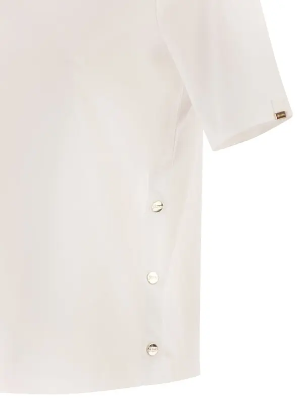 Herno Cotton T-shirt With Logo Buttons - White
