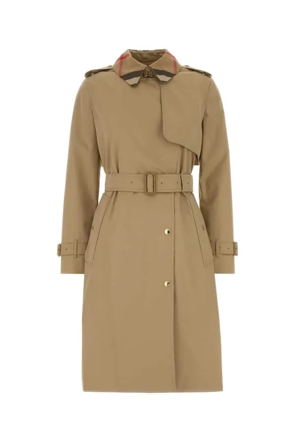 Burberry Beige Cotton Trench Coat - Brown