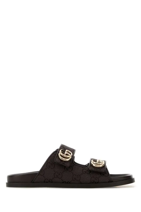 Gucci Dark Canvas Slides - Brown
