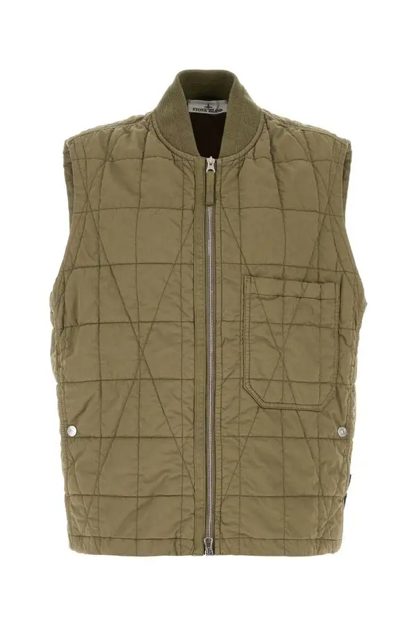 Stone Island Sleeveless Cotton Blend Jacket - Green