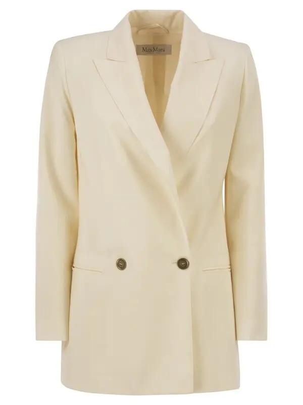 Max Mara Virgin Wool Double-breasted Tailored Blazer - Cream