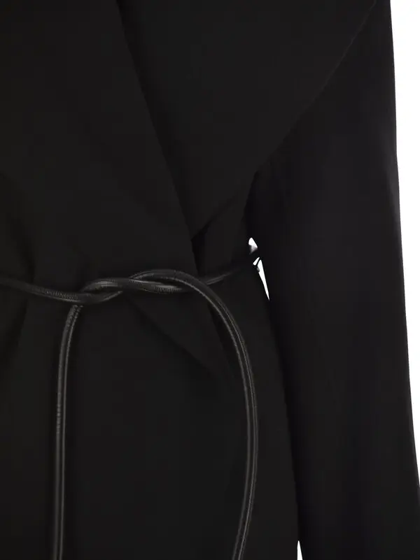 Sportmax Virgin Wool Wrap Short Coat With Shawl Collar
