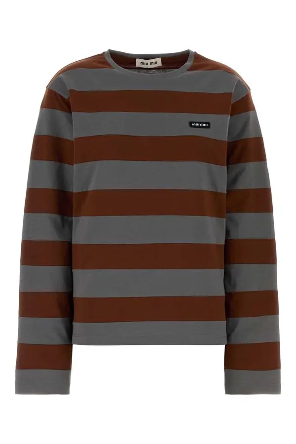 Miu Miu Embroidered Cotton Oversize T-shirt - Multicolor