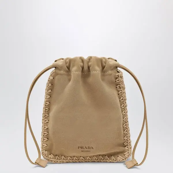 Prada Suede Leather Smartphone Holder - Cream